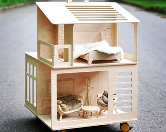 Wooden dollhouse | Etsy