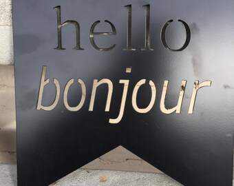 Bonjour sign | Etsy