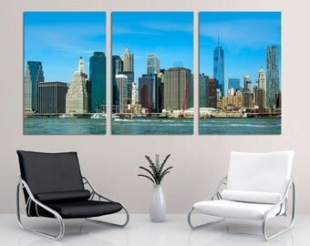 4 Panel Split New York skyline Panoramic Canvas Print. NYC