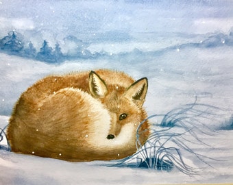 Curled up fox | Etsy