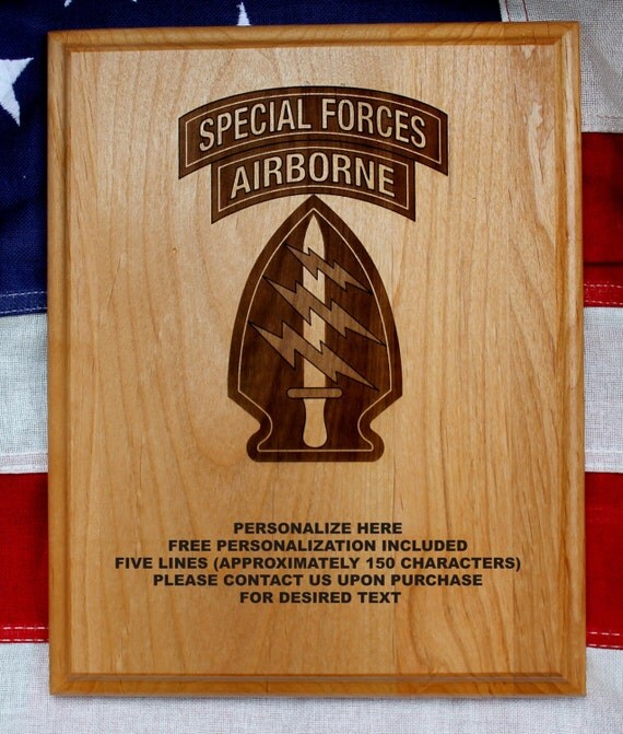 Personalized U.S. Army SPECIAL FORCES PLAQUE engraved Five