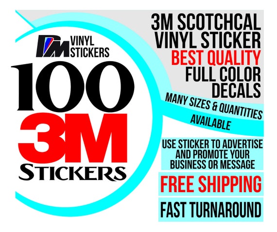 100 3M Custom Printed Vinyl Stickers Full Color Printed