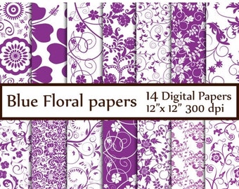 SALE50% Black Floral Digital Paper: FLORAL PAPERS by ChiliPapers