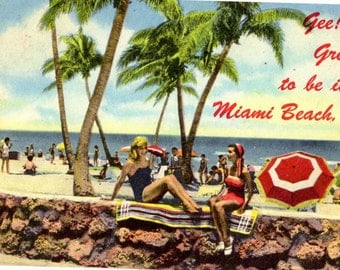 Miami beach postcard | Etsy