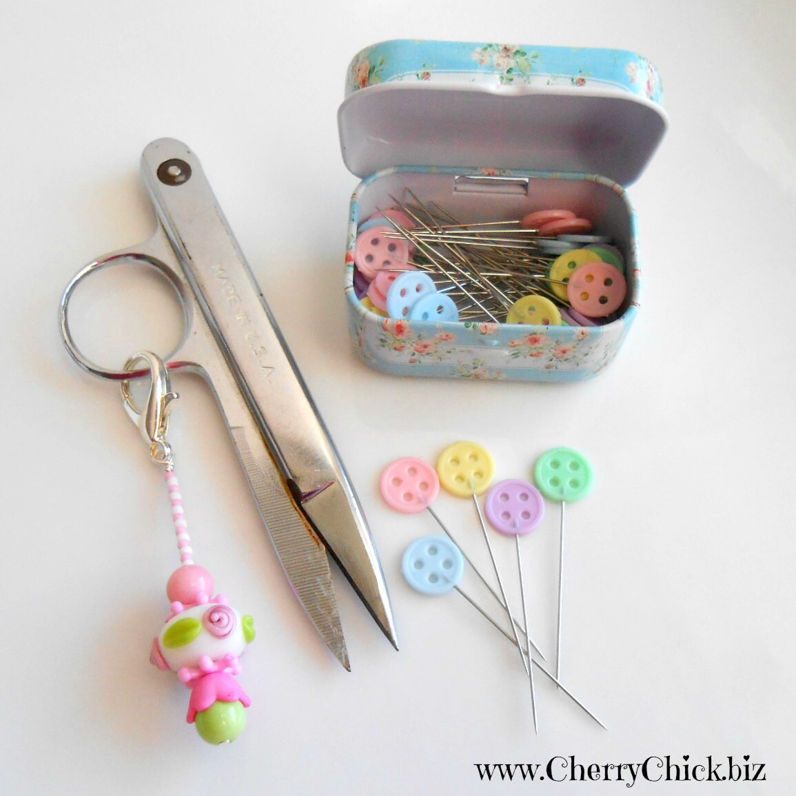 Button Sewing Pins Pins in Tins Decorative Sewing Pins