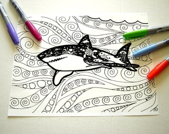 Zentangle shark | Etsy