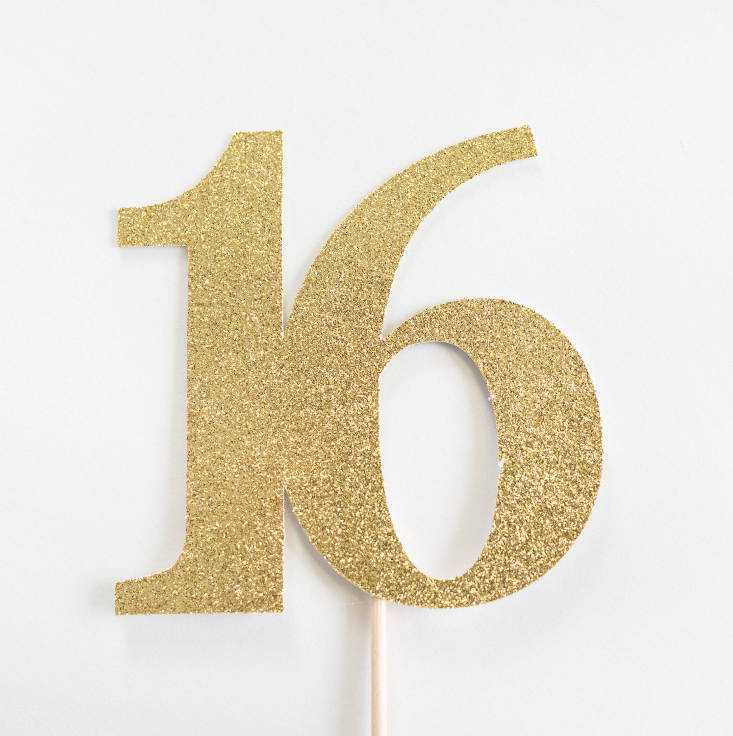 Sweet 16 Cake topper Gold Glitter sixteen 16th sixteenth