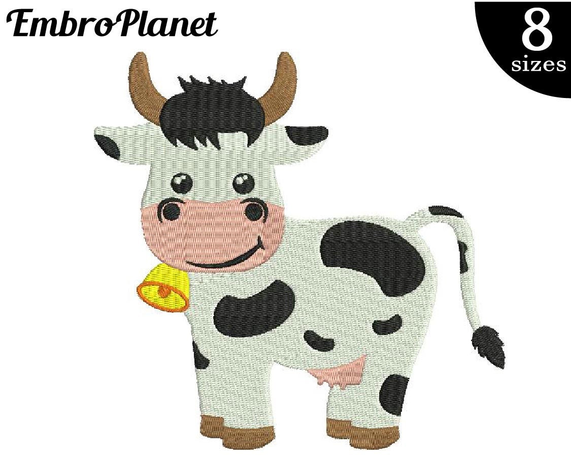Cute Cow Design for Embroidery Machine Instant Download