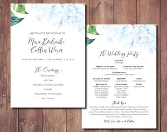 Blue wedding program | Etsy