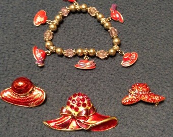 Red hat jewelry | Etsy