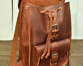 Leather backpack | Etsy