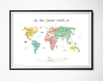 Kids world map | Etsy