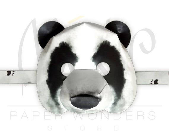 Panda mask PRINTABLE. Panda mask pattern. DIY papercraft Panda