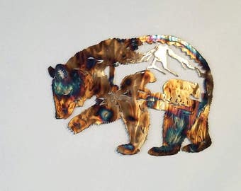 Bear metal wall art | Etsy