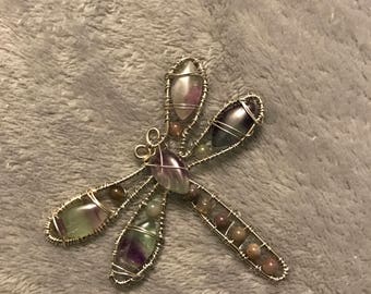 Items similar to Wire Wrapped Dragonfly Necklace on Etsy