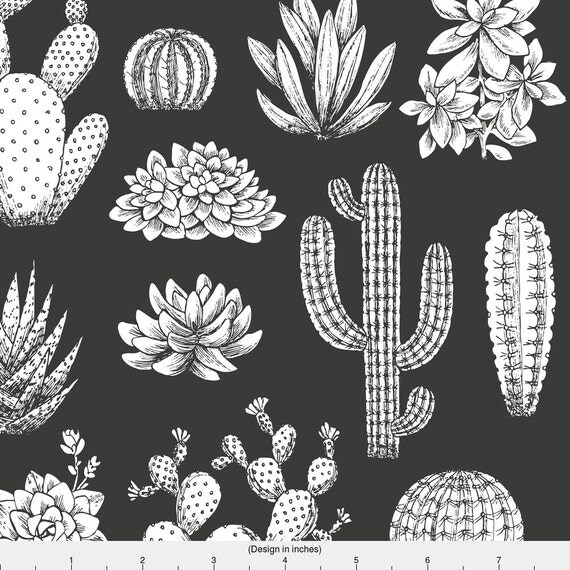 Cactus Fabric Cactus Collection By Adehoidar Modern White