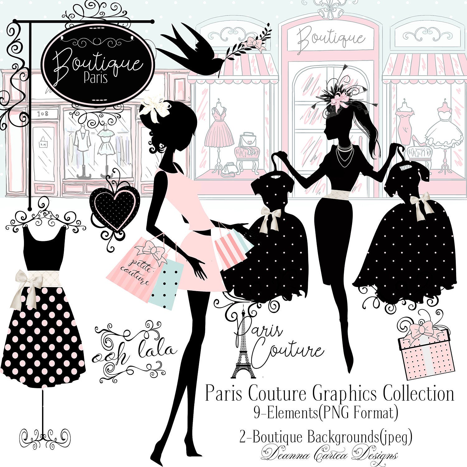 Boutique clip art paris clip art dress clip art card making