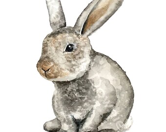 Watercolor bunny | Etsy