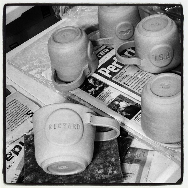 Handmade Personalized Shave Mugs and Coffee by MiriHardyPottery