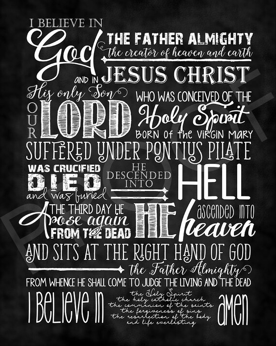 Scripture Art The Apostle's Creed Chalkboard Style