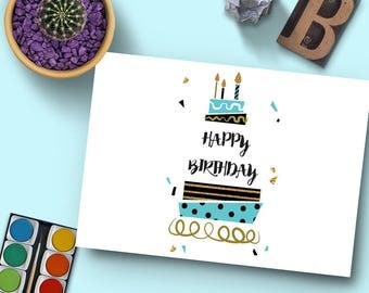 Happy birthday print | Etsy