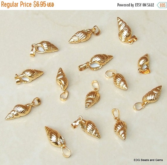 Gold Plated Sea Shell Natural Sea Shell by EDGBeadsandGems
