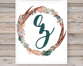Monogram wall art | Etsy