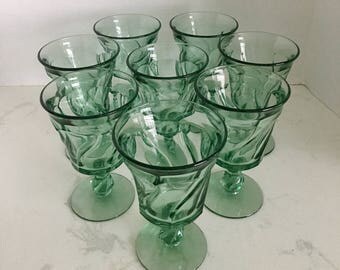 Green water goblets | Etsy