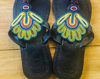 Leather slippers | Etsy