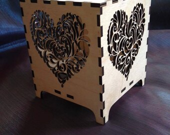 Wooden heart box | Etsy