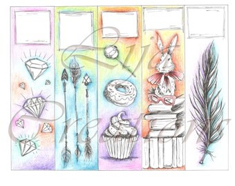 Hand drawn bookmarks | Etsy