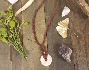 Items similar to Handmade Rasta Micro Macrame Necklace with Gold Stone ...