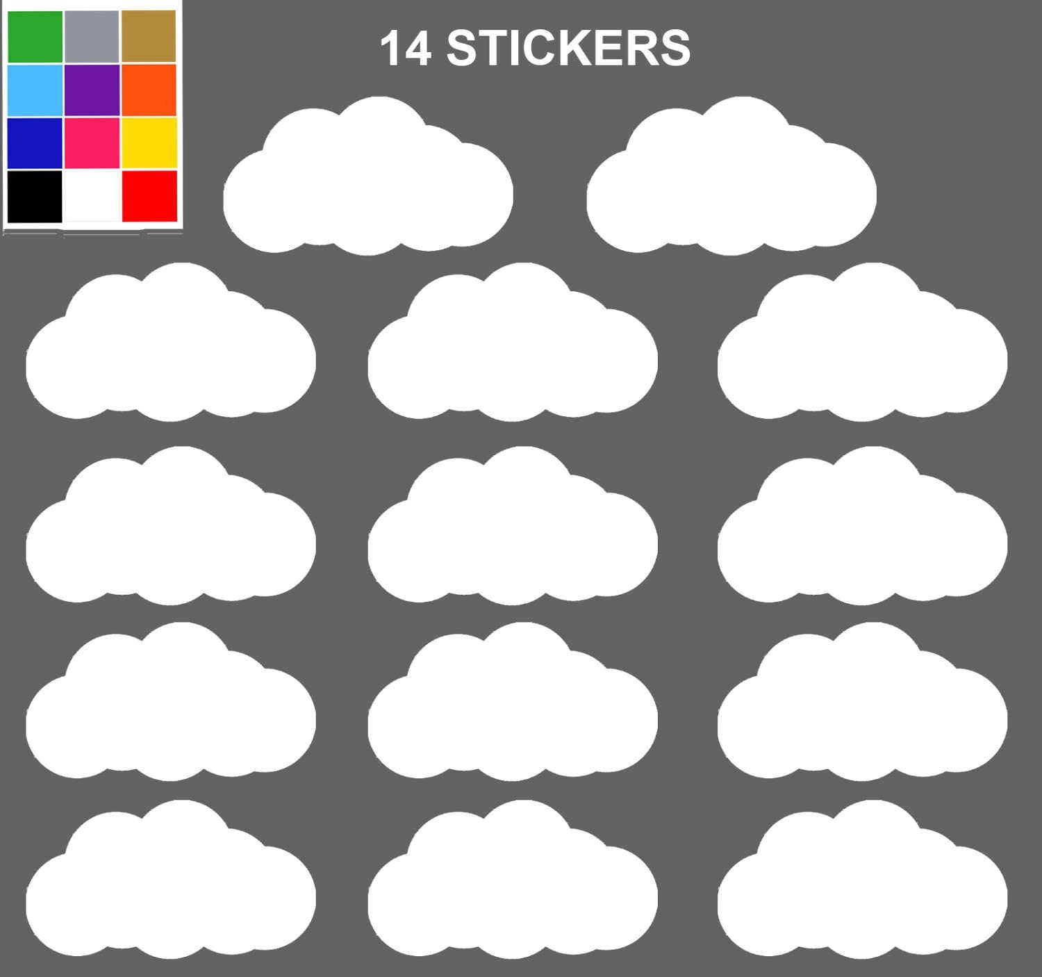 Cloud Wall Stickers. Cloud Wall Decal x 14. Same Size Cloud