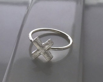 Celebrity Style Sideways Cross Ring Made From Sterling Silver