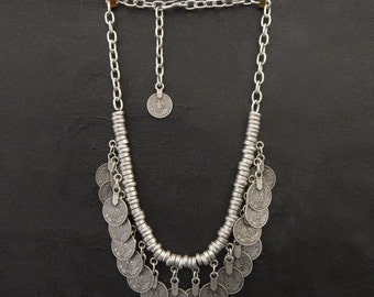 Silver coin necklace | Etsy