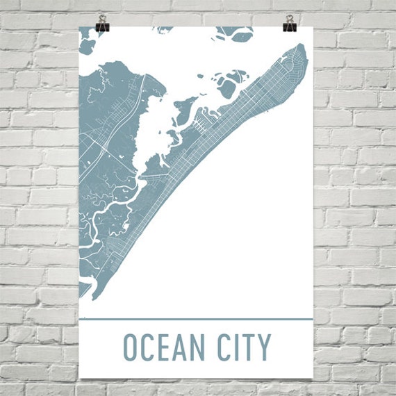 Ocean City Map Ocean City NJ Art Ocean City Print Ocean