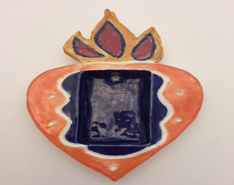 Flaming sacred heart | Etsy