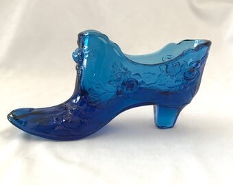 Blue glass shoe | Etsy