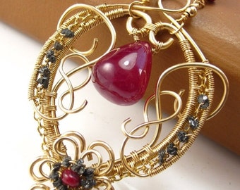 HOLIDAY SALE The Ruby Amulet Smooth Natural Ruby and by glowfly