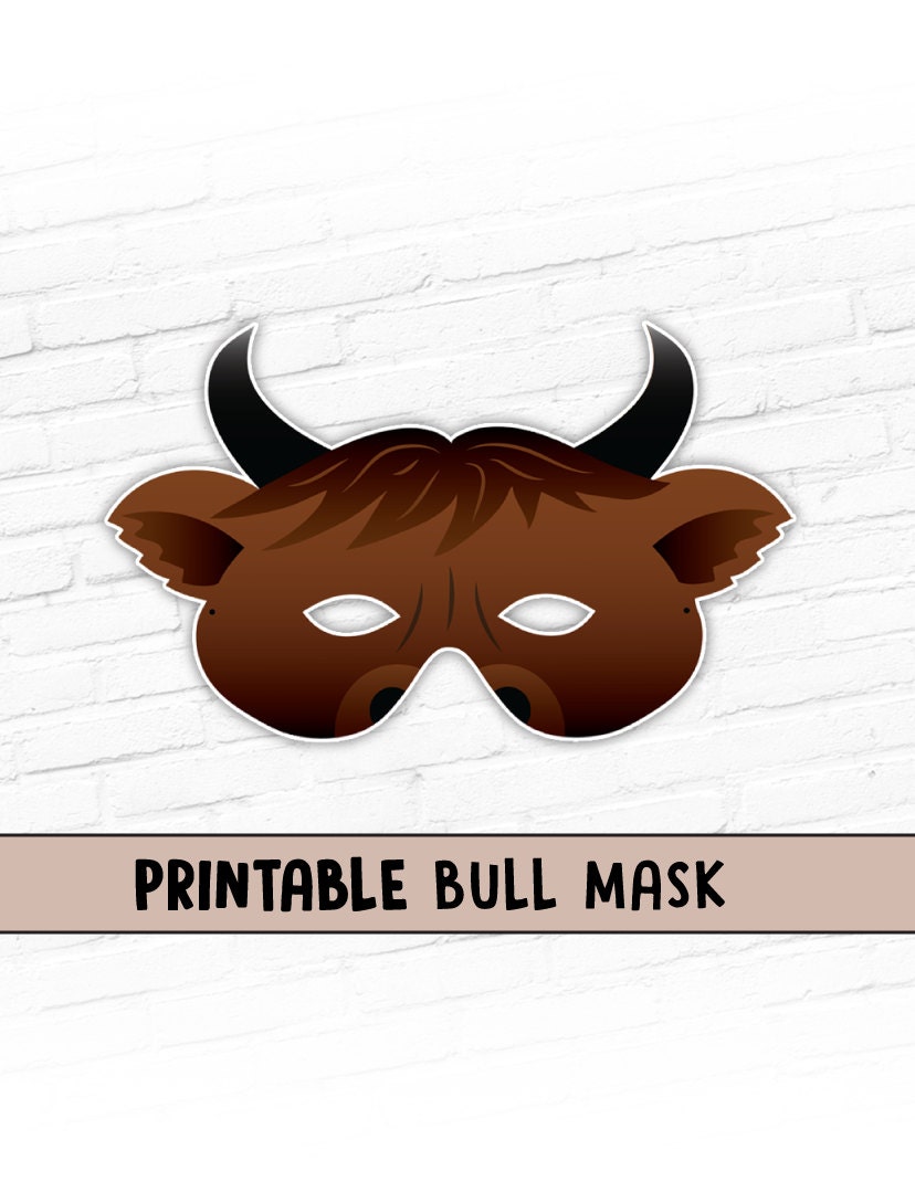 Bull Mask Printable Brown Ox Mask Bovine Mask Lunar New