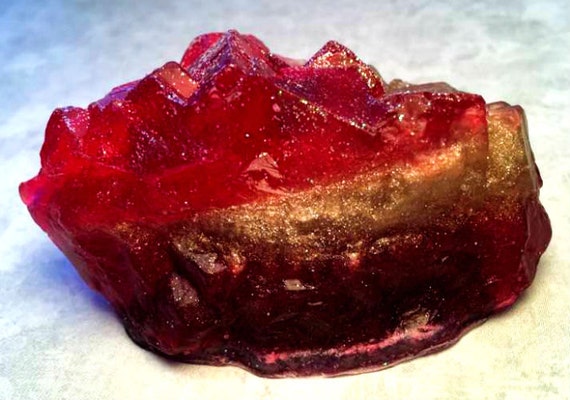 Ruby Red Geode Crystal Gemstone Rock Soap Pomegranate