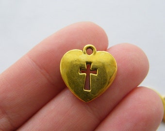 Heart cross charm | Etsy