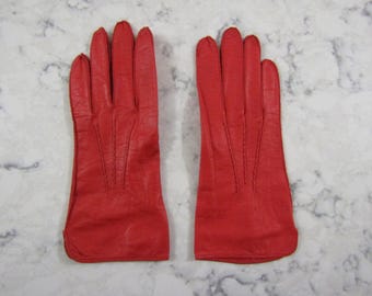 Red leather gloves | Etsy