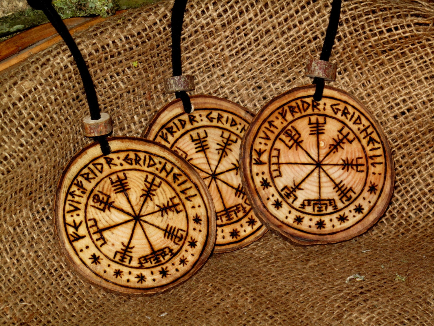 Viking Compass Vegvisir Rustic Plaque. Icelandic by Touchwoodcraft