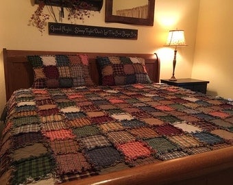 Rag quilt pillow | Etsy