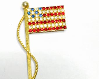 Rhinestone flag pin | Etsy