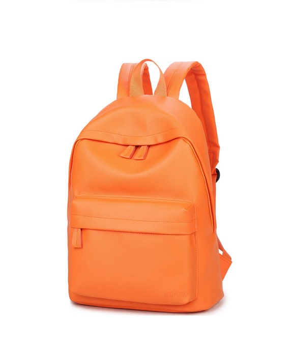 Basic Synthetic Leather Backpack Orange