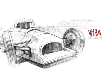 Hot rod drawing | Etsy