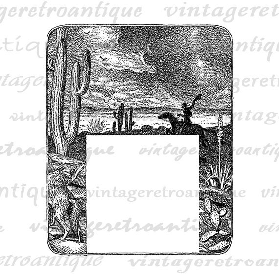 Western Cowboy Cactus Design Blank Space by VintageRetroAntique