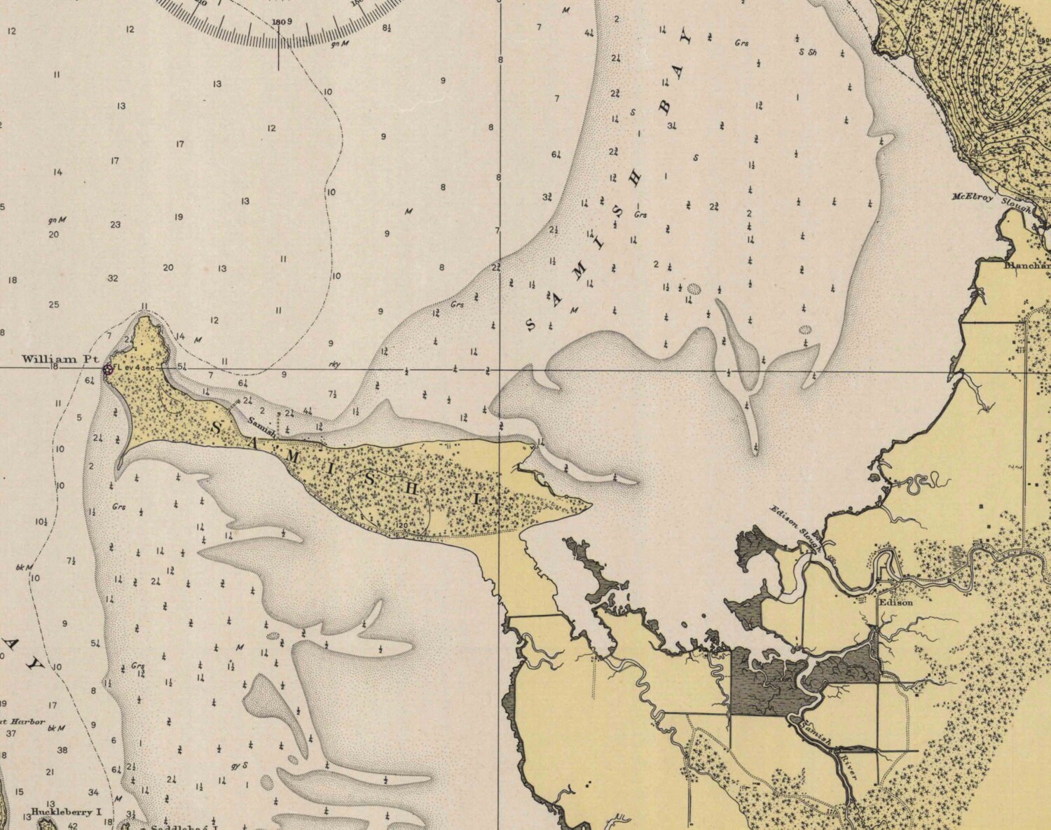 Bellingham Bay 1946 Nautical Map Washington Reprint PC by Oldmap